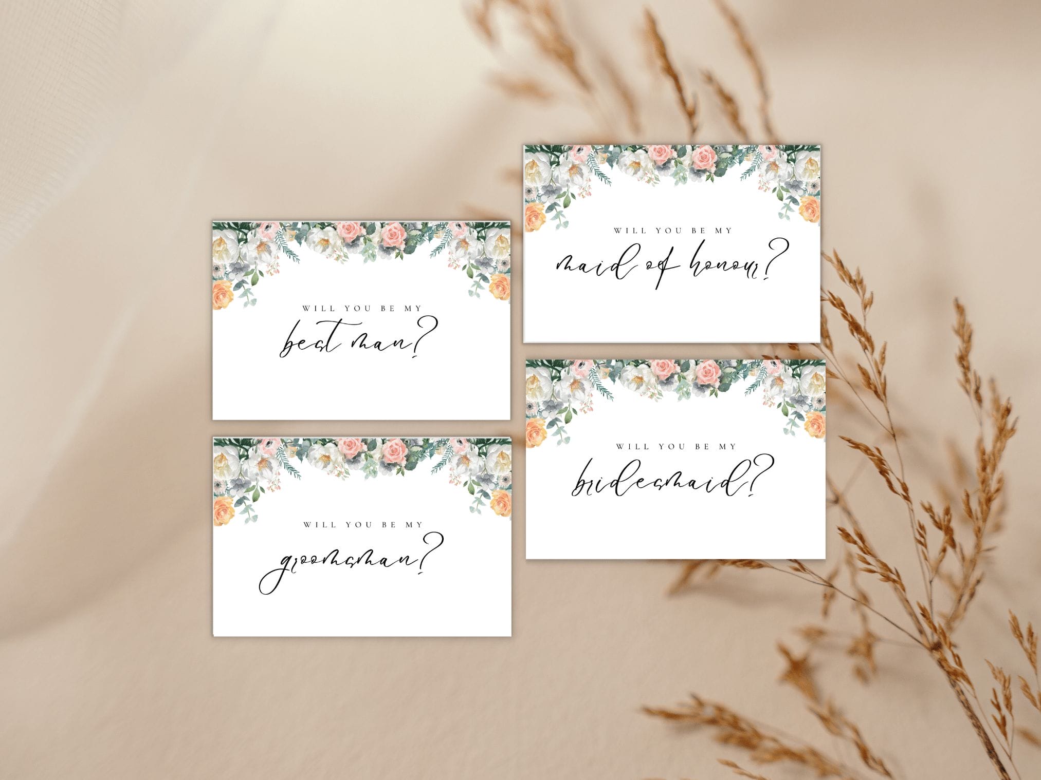 Blush Pink and Peach Chic Pastel Wedding Proposal Card Stationery ...