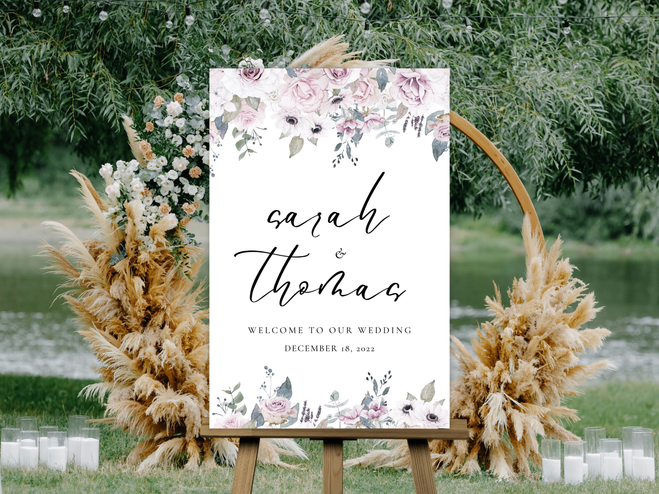 Lilac Lavender and Plum Welcome Sign (Vertical) - Plan In Love