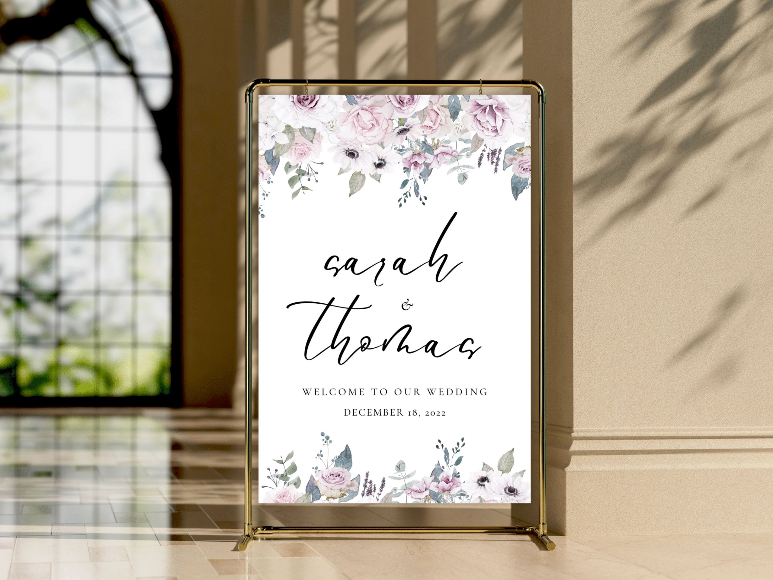Lilac Lavender and Plum Welcome Sign (Vertical) - Plan In Love