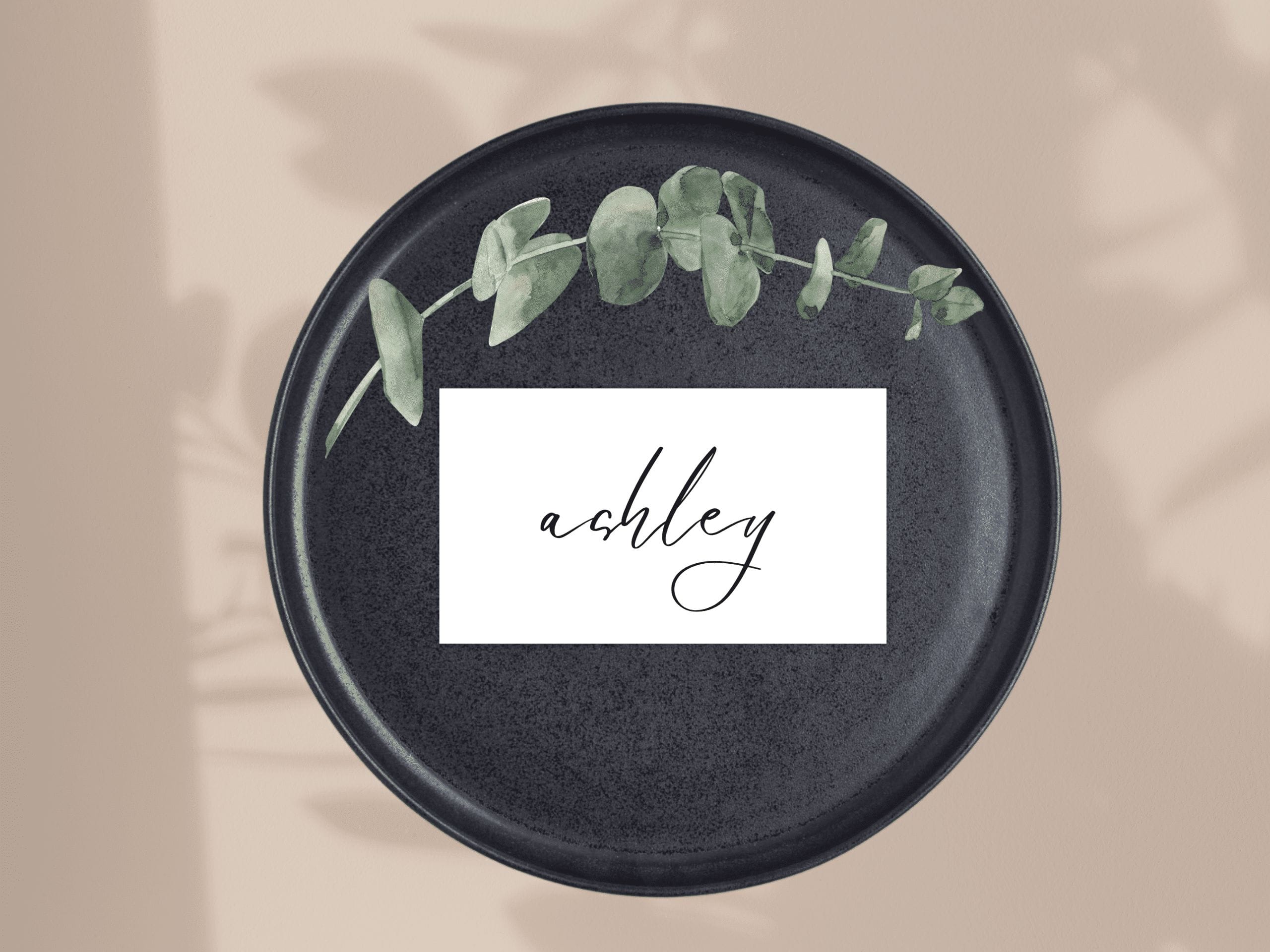 Minimalist Modern White and Black Wedding Name Card - Plan In Love