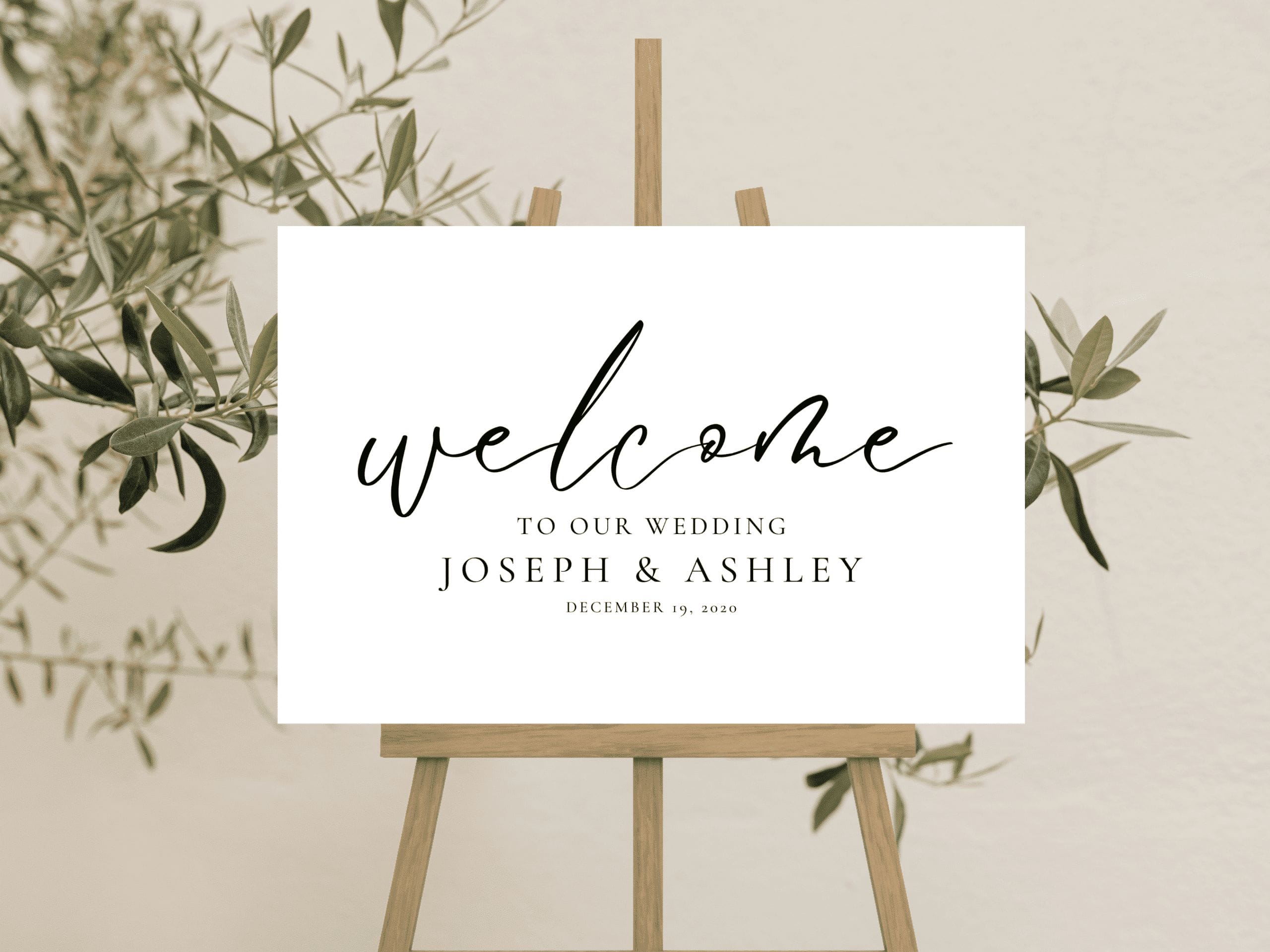 Minimalist Modern White and Black Wedding Welcome Sign (Horizontal ...