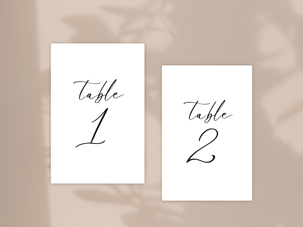 Minimalist Modern White and Black Wedding Table Number Card Stationery ...