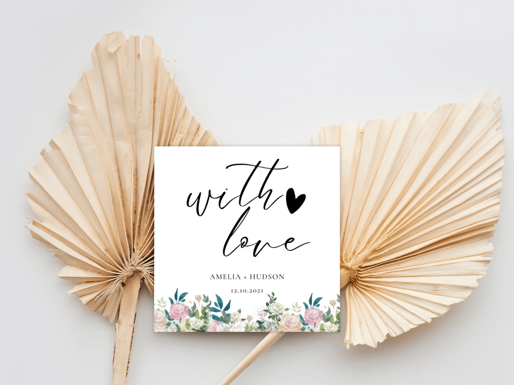 Elegant Navy Blush Pink With Love Wedding Favor Tag Labels - Plan In Love