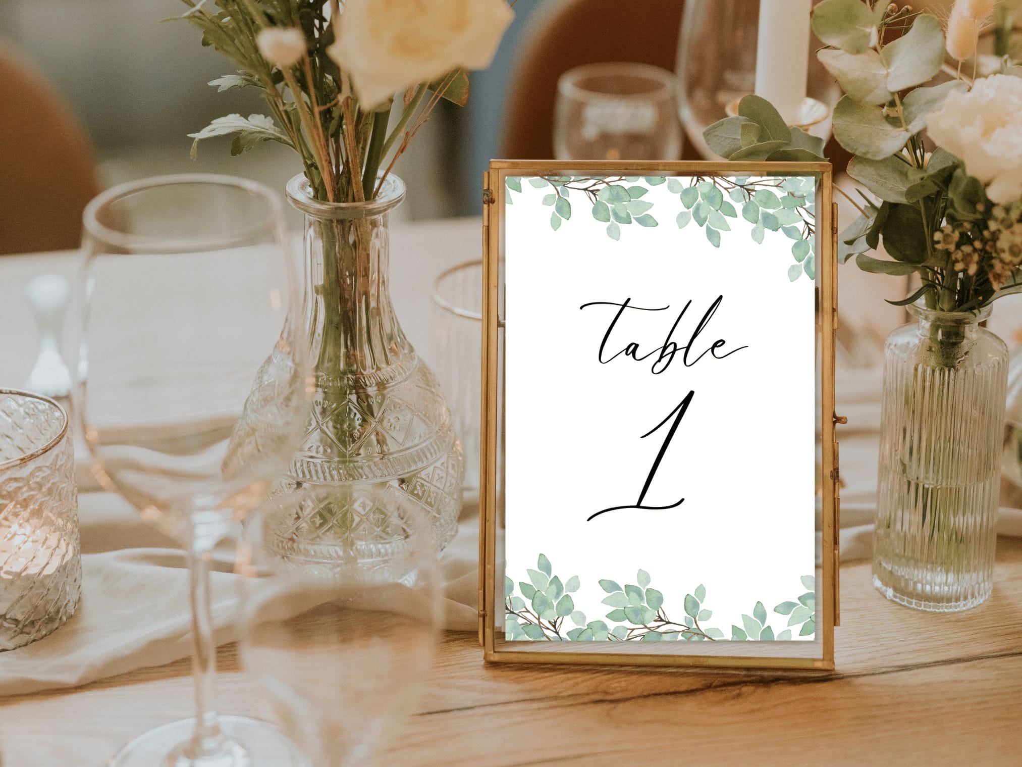 Rustic Modern Eucalyptus Greenery Wedding Table Seating Card - Plan In Love