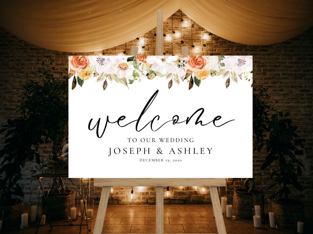 Terracotta Boho Autumn Wedding Welcome Sign (Horizontal) - Plan In Love