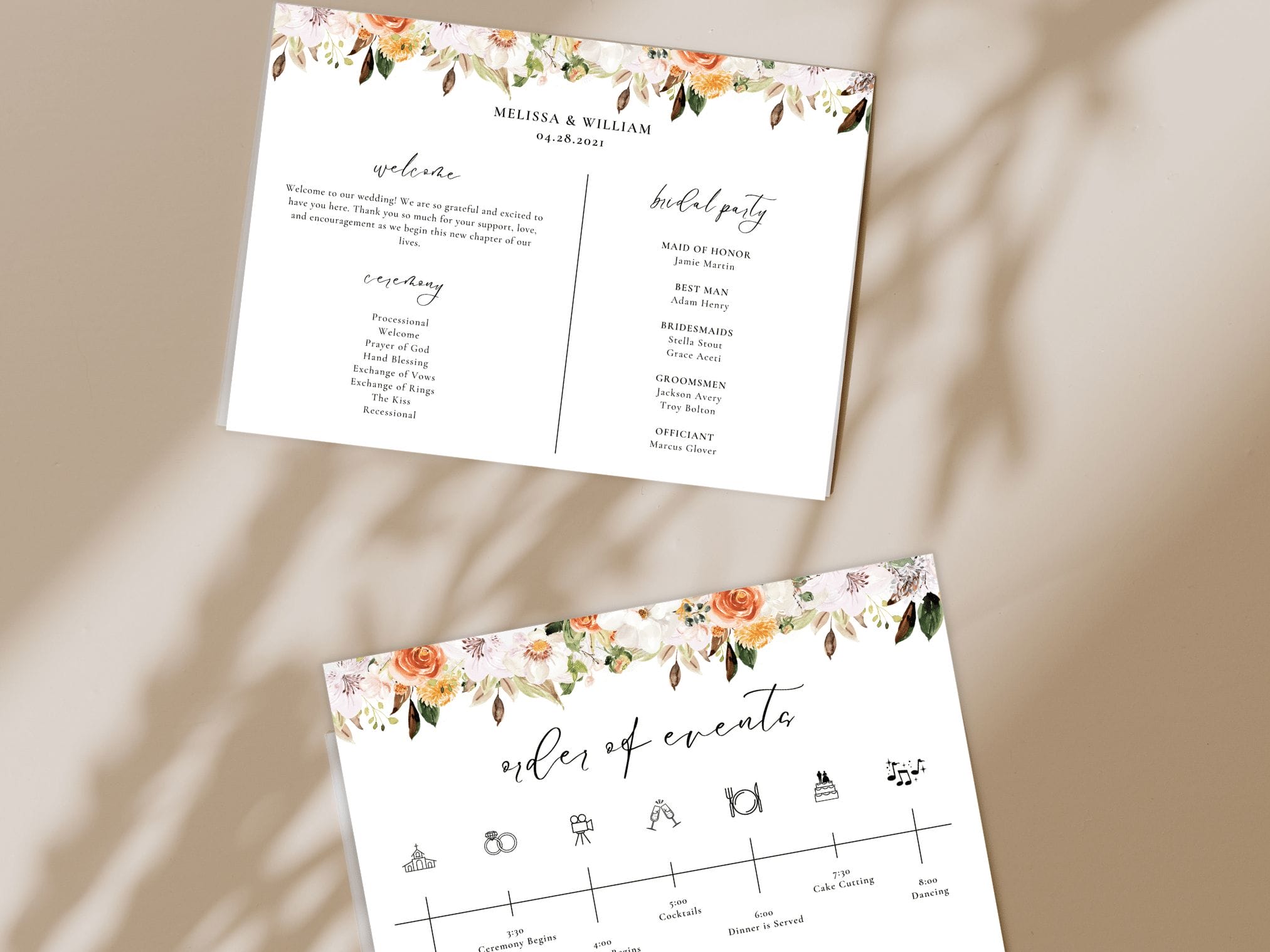 Terracotta Boho Autumn Wedding Wedding Program - Plan In Love