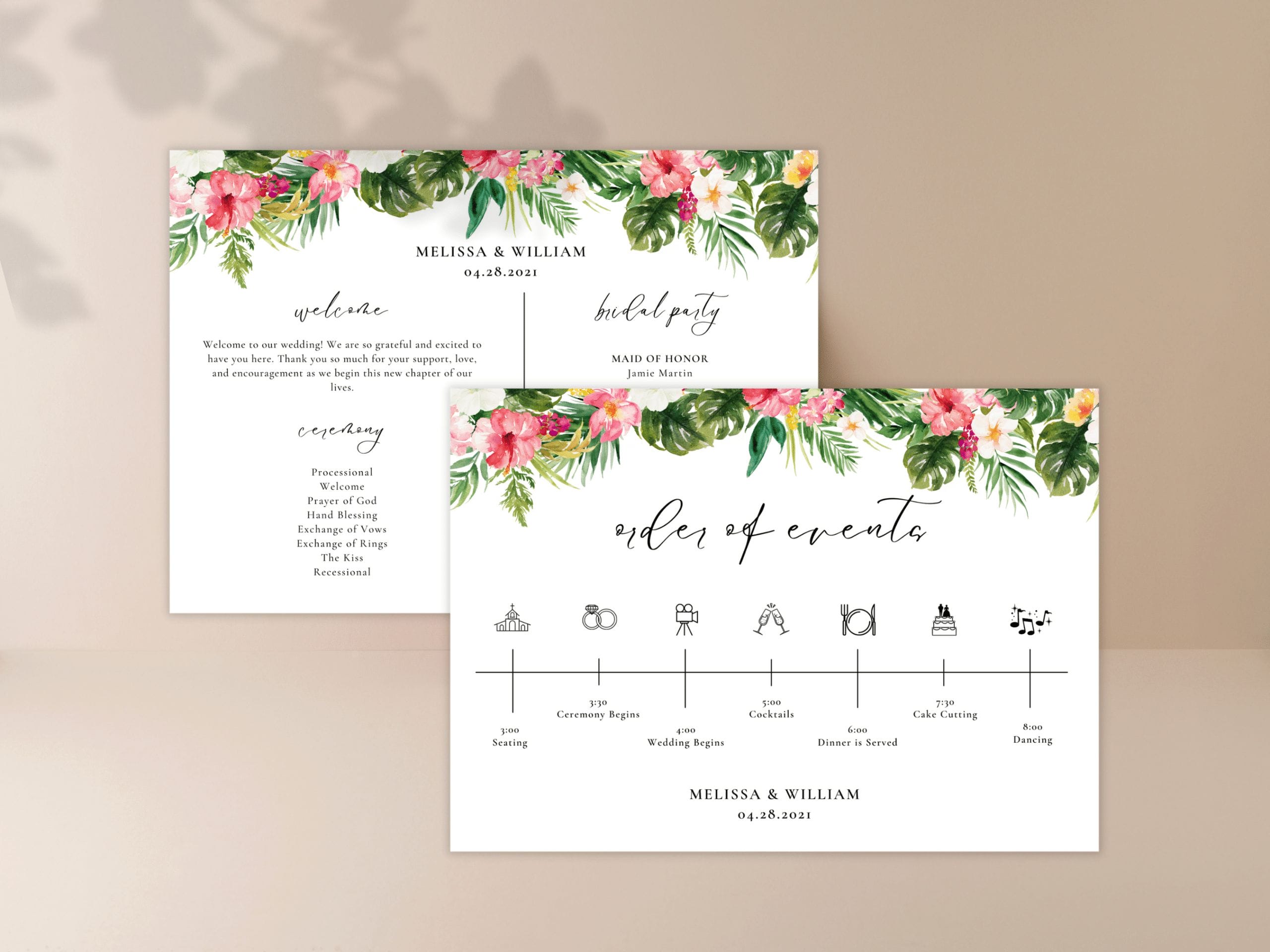 Tropical Beach Wedding Wedding Program - Plan In Love