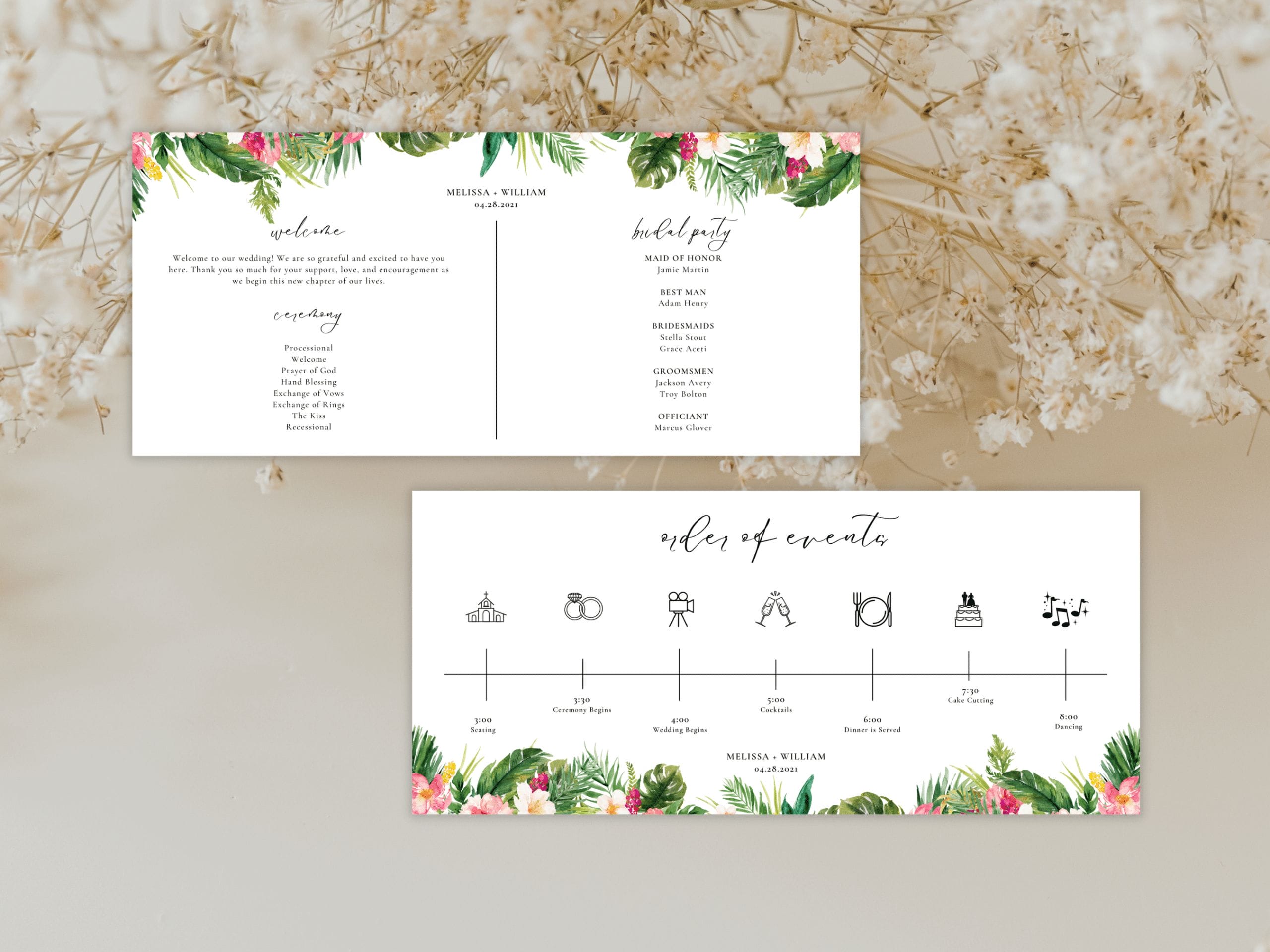 Tropical Beach Wedding Program Card Stationery (Slimmed) - Plan In Love