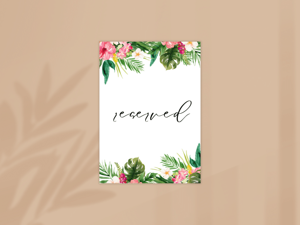 Tropical Beach Wedding Reserved Stationery Card - Plan In Love