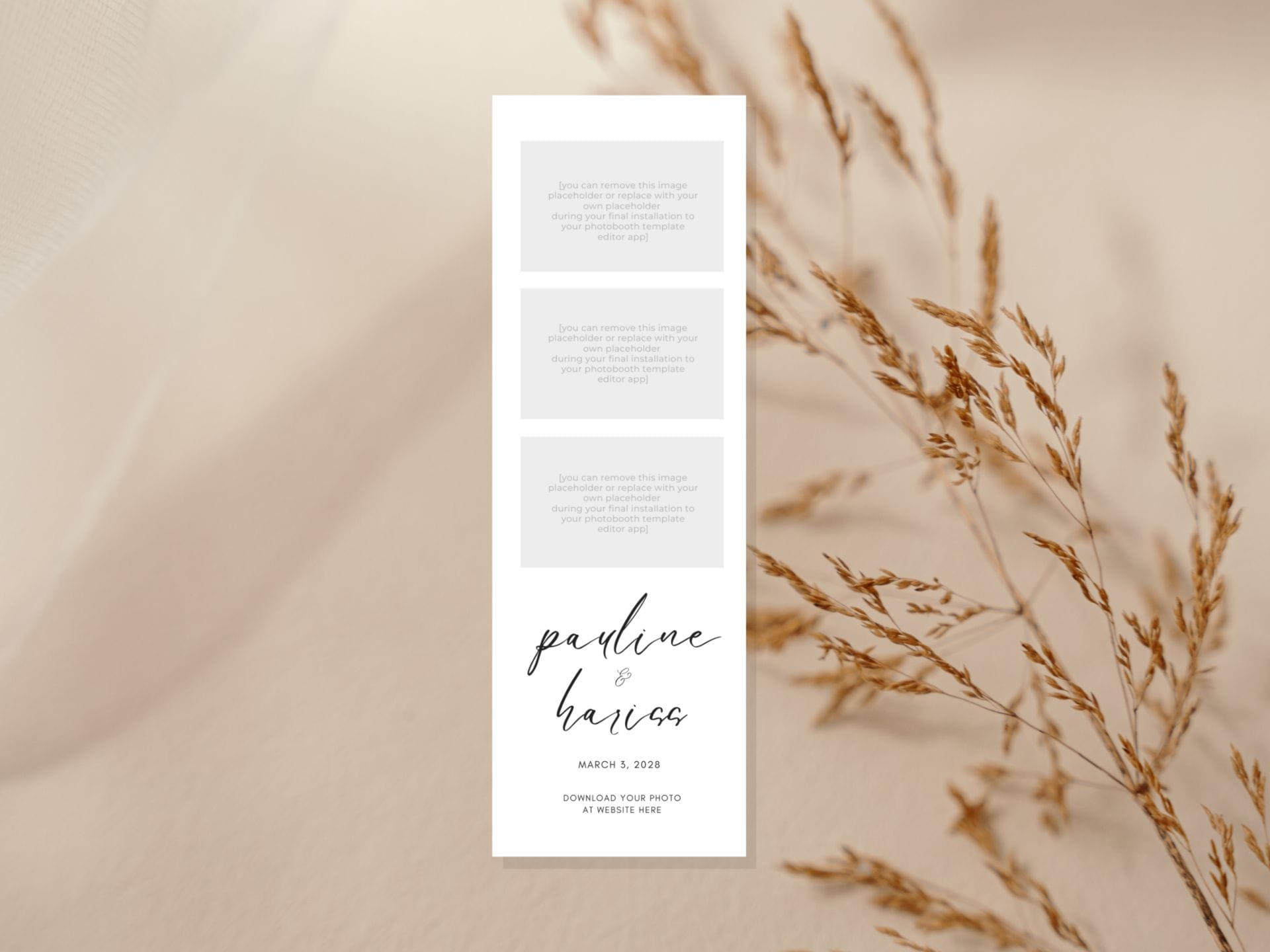 Minimalist Modern White and Black Wedding 2 x 6 Photo Booth Template ...