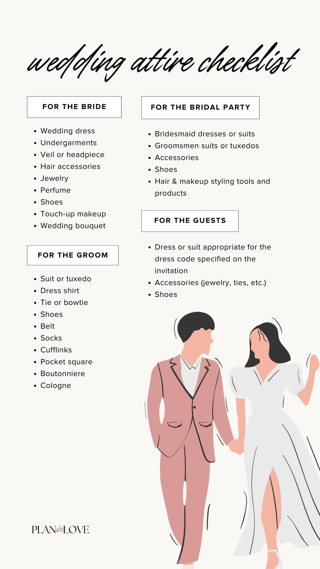 Wedding Attire Checklist: What to Bring on Your Wedding Day - Plan In Love
