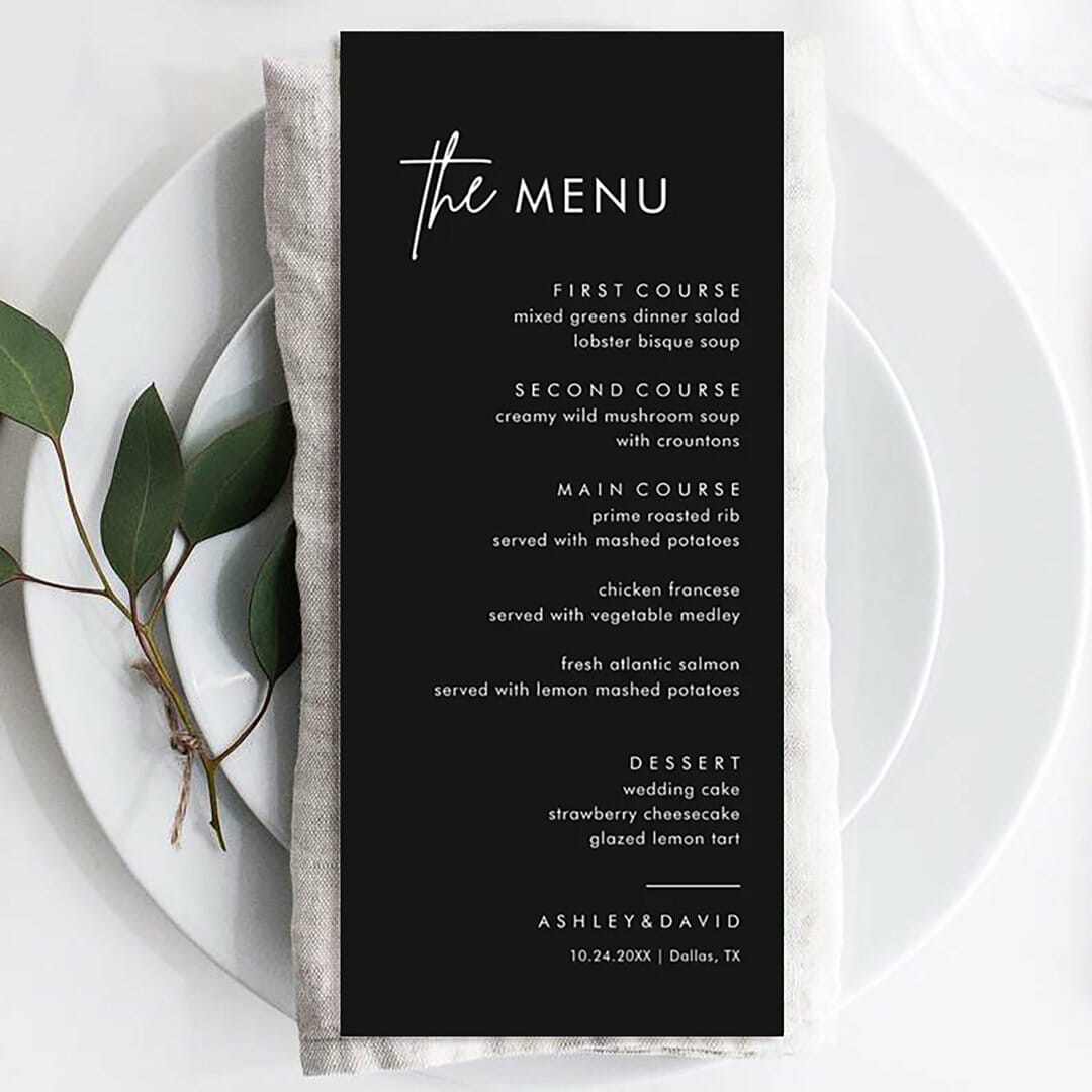 25+ Creative Wedding Dinner Menu Card Ideas - Plan In Love