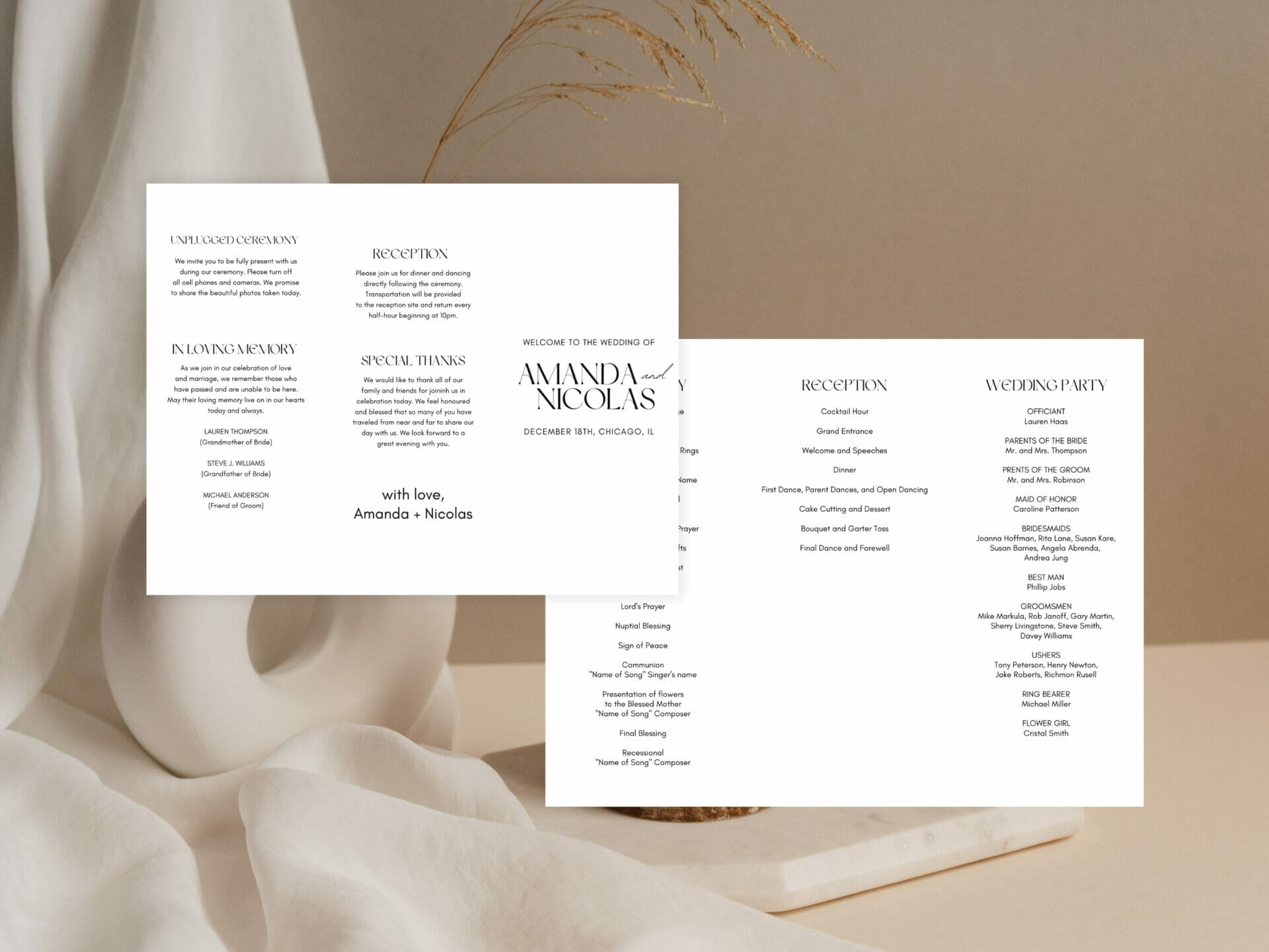 Modern Luxe Wedding Trifold Wedding Program Card Stationery - Plan In Love