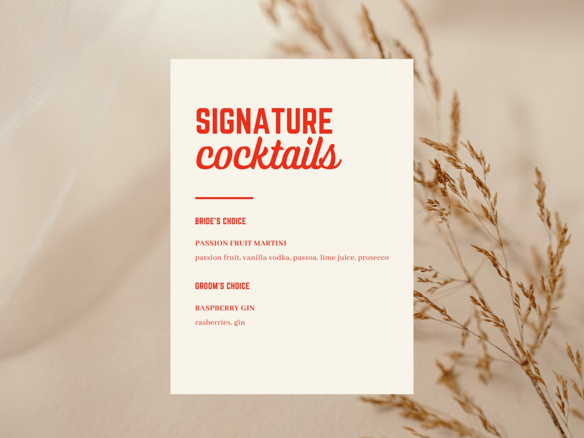 Retro Revival Wedding Bar Menu Card Stationery - Plan In Love